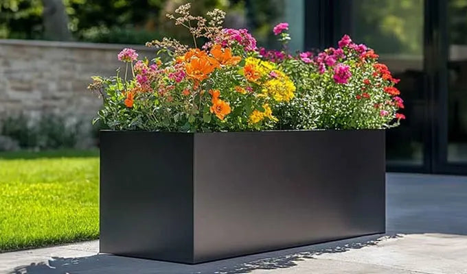 Large Black Planters - Black Plant Pots – Woven Wood