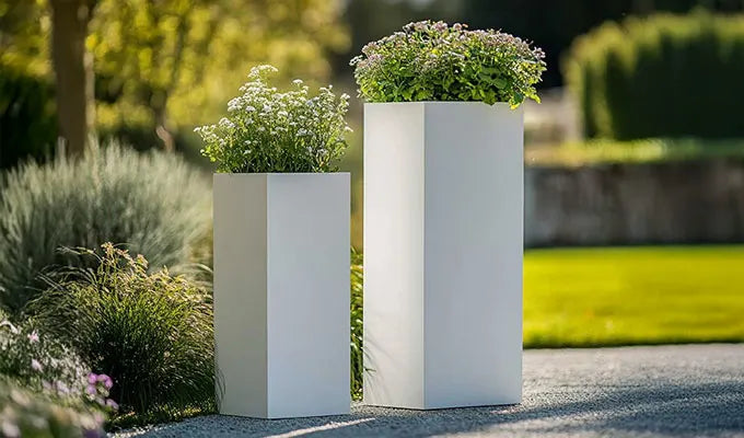 White Planters - Large White Plant Pots – Woven Wood