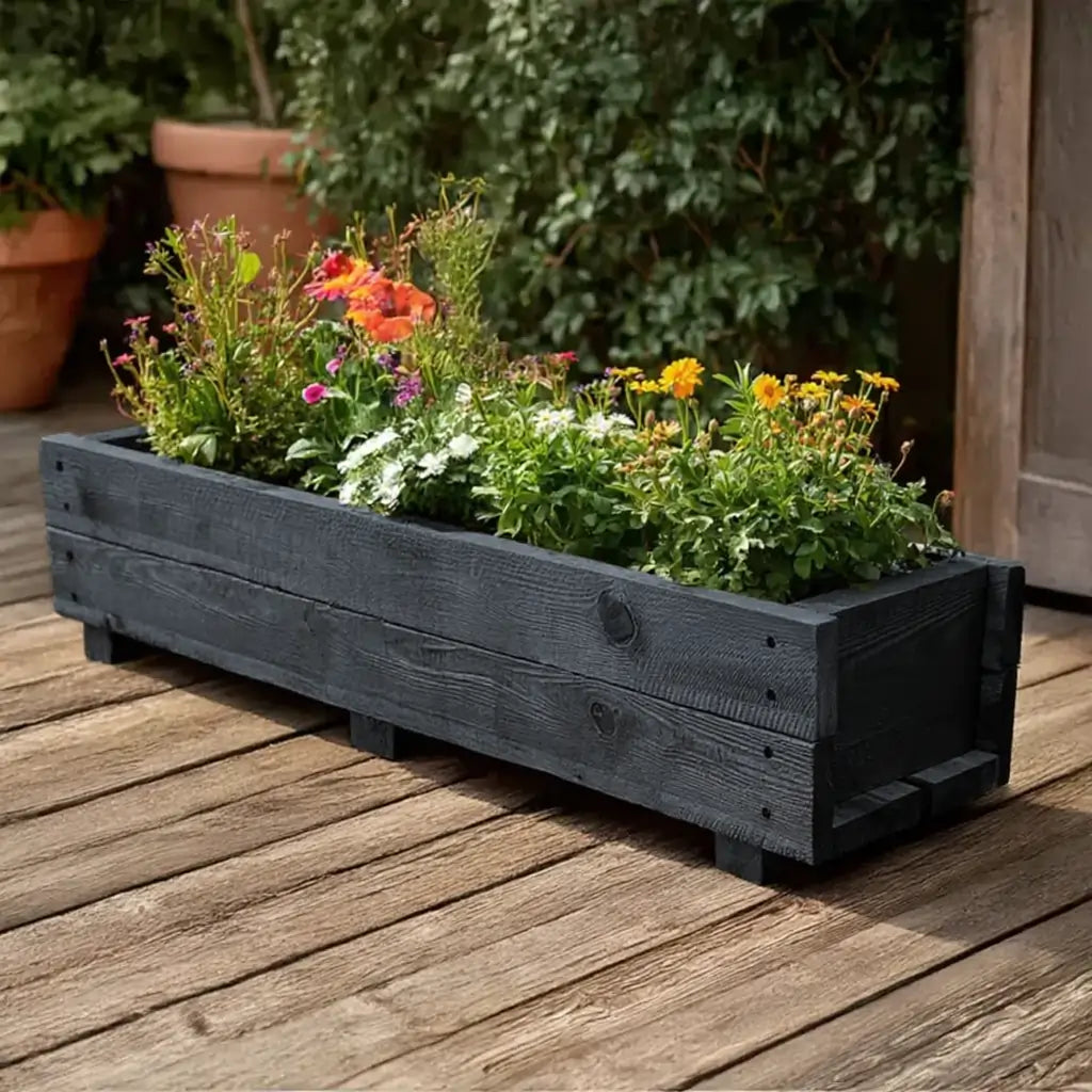 117cm Pine Wooden Planter Flower Trough – Woven Wood