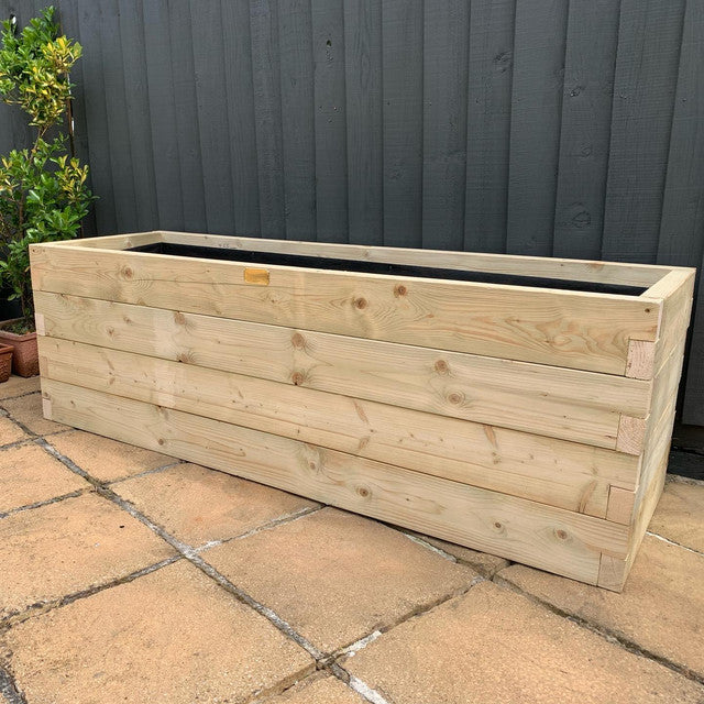 120cm Customisable Wooden Trough Planter – Woven Wood
