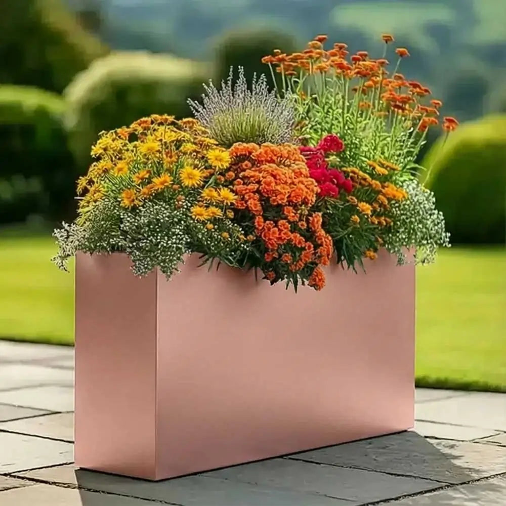 80cm Long Zinc Galvanised Brushed Rose Gold Finish 60cm Tall Trough Pl ...