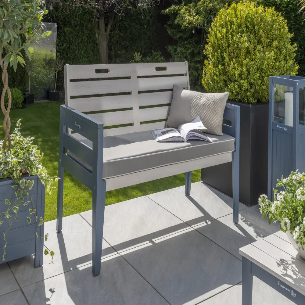Grigio Two Seat Bench Set – Woven Wood