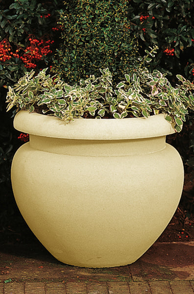 56.5cm Roman Jardiniere Stone Planter – Woven Wood