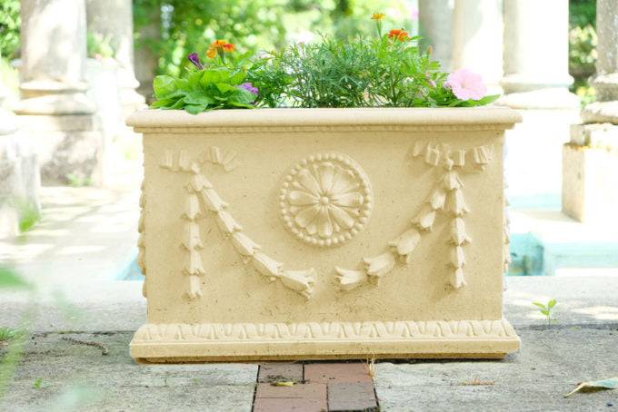 60cm Adam Box Stone Planter – Woven Wood