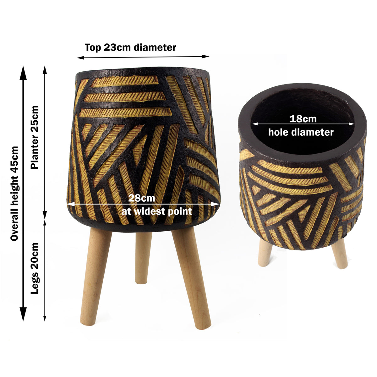 45cm x 28cm Bali Composite Large Planter – Woven Wood