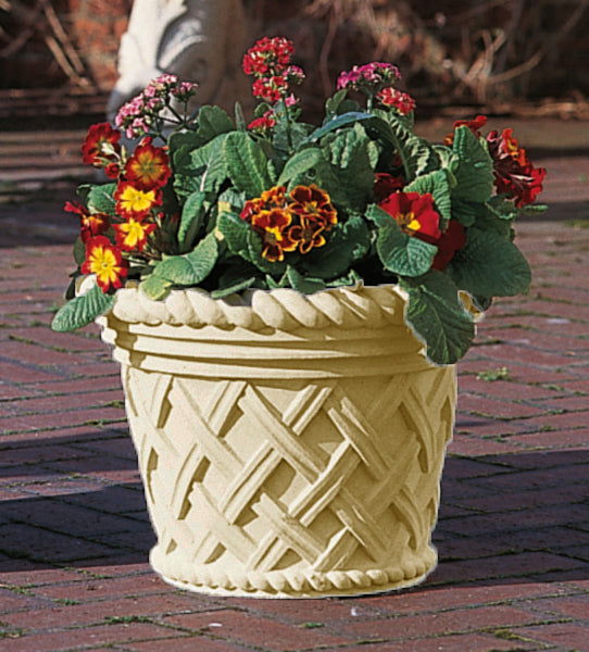 53.5cm Tudor Jardiniere Stone Planter – Woven Wood