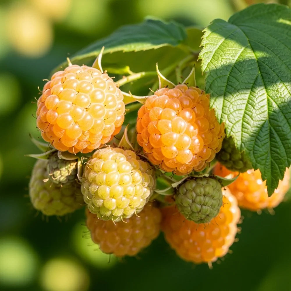 30cm 'All Gold Raspberry Plant | 3L Pot – Woven Wood