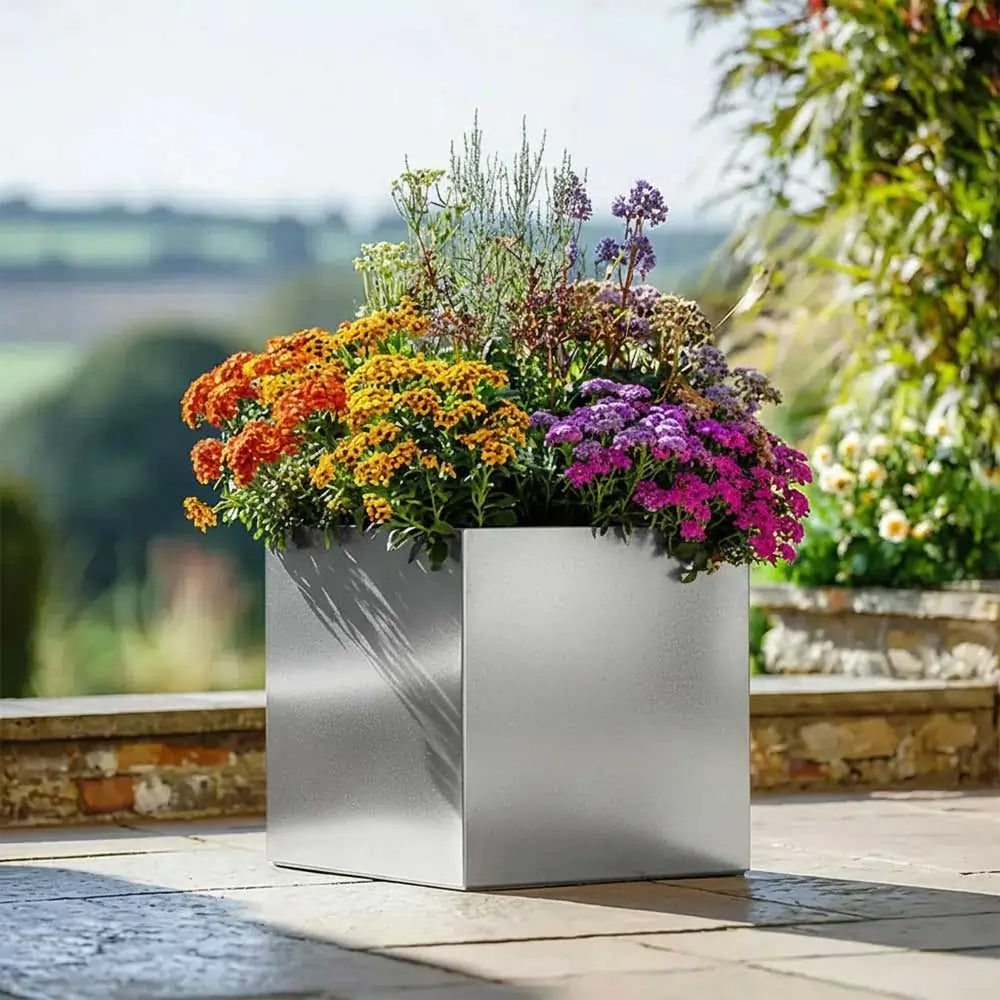 Zinc Galvanised Planters – Woven Wood
