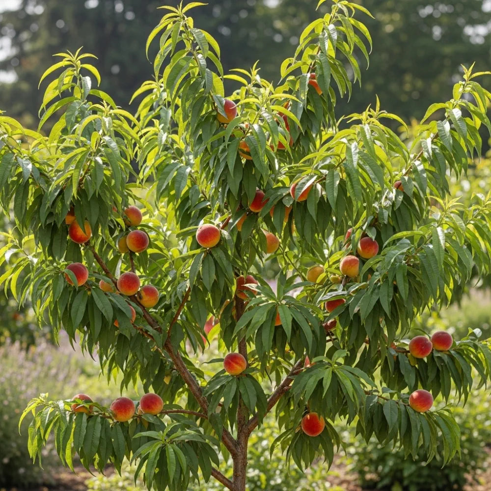 3ft 'Avalon Pride' Patio Peach Tree | 4.5L Pot – Woven Wood