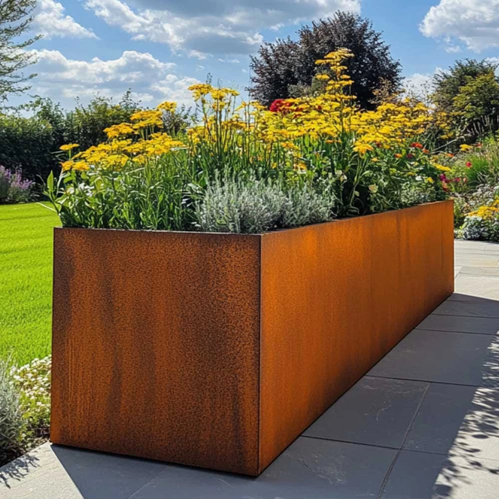 150cm Corten Steel Trough Planter - Pre-Rusted – Woven Wood