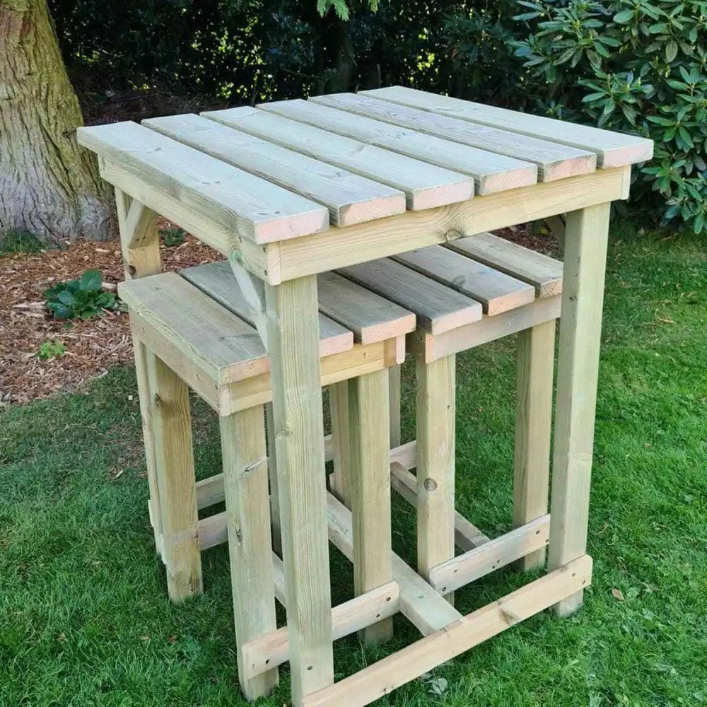 Two Seater Redwood Bar Set – Woven Wood