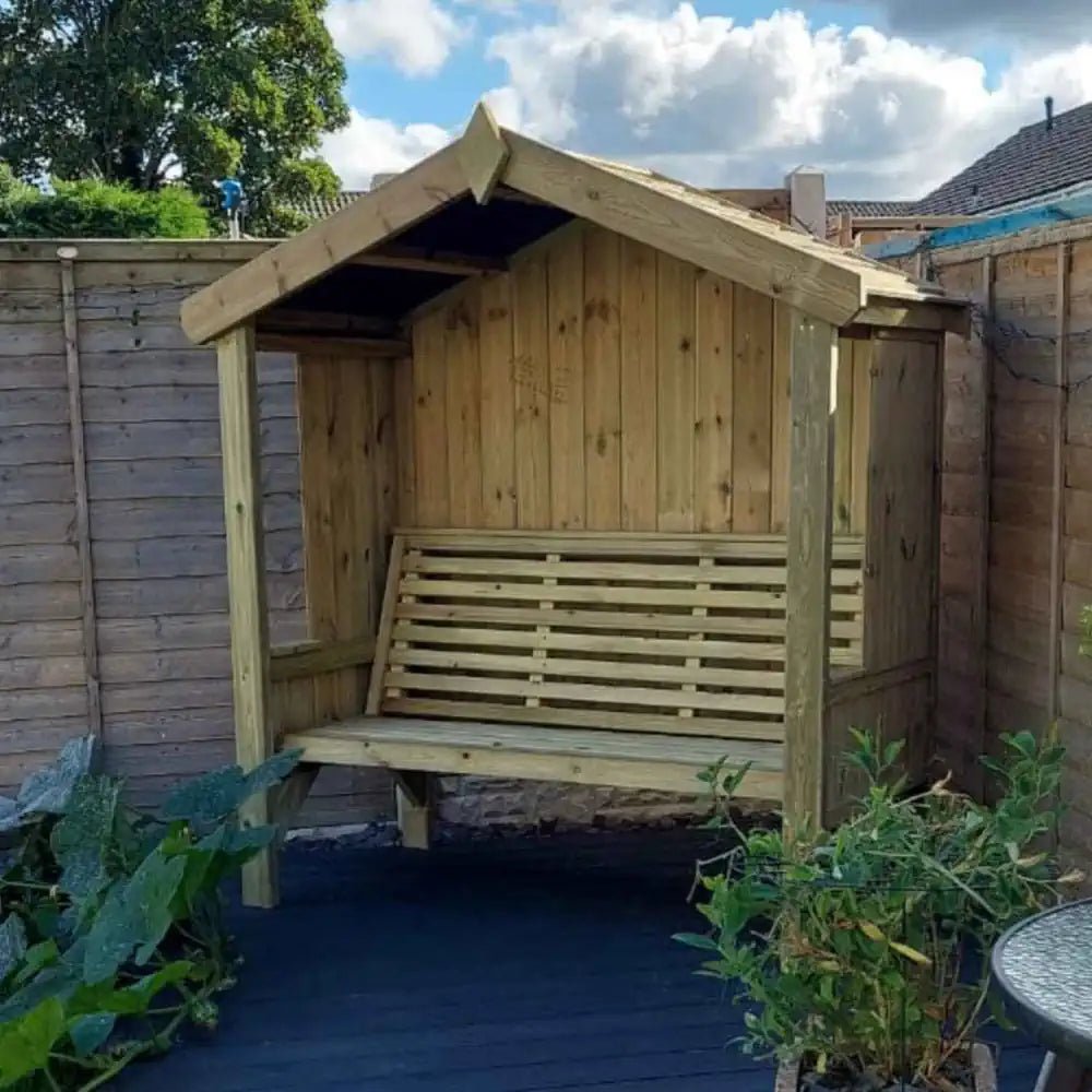 Three Seater Fully Enclosed Cottage Arbour – Woven Wood