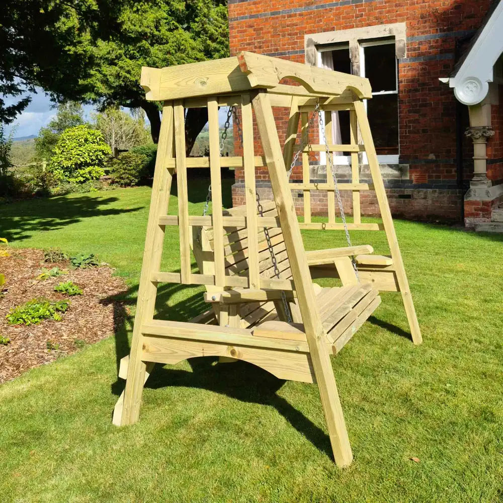 Two Seater Cottage Swing with Trellis – Woven Wood