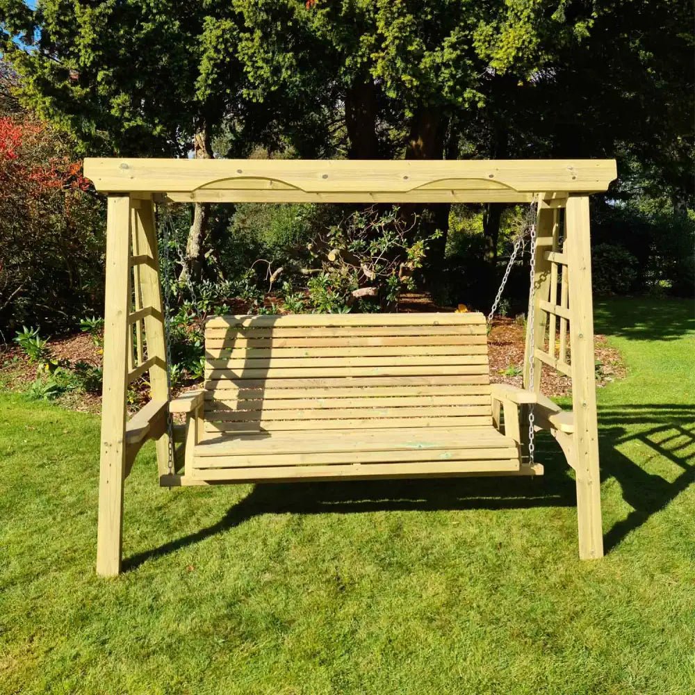 Three Seater Cottage Swing with Trellis – Woven Wood