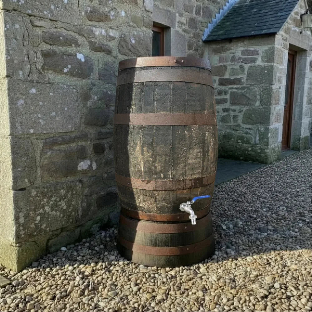 100L Slimline Rustic Oak Barrel Water Butt – Woven Wood