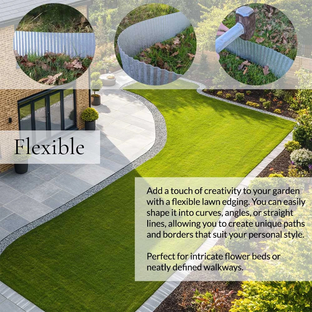 Galvanised Metal Heavy Duty Lawn Edging Roll - Wavy - 16.5cm Height ...