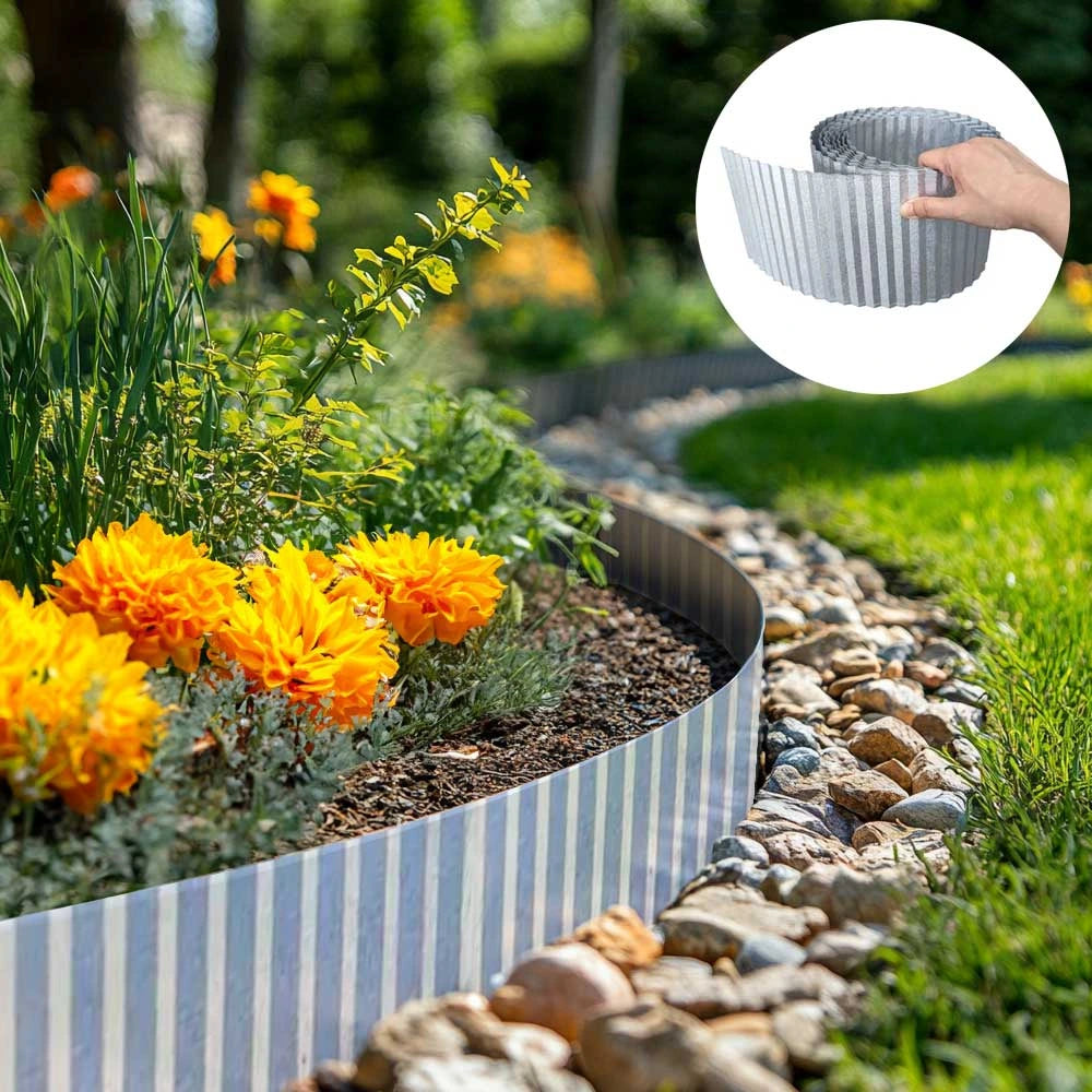 Galvanised Metal Heavy Duty Lawn Edging Roll - Wavy - 16.5cm Height ...
