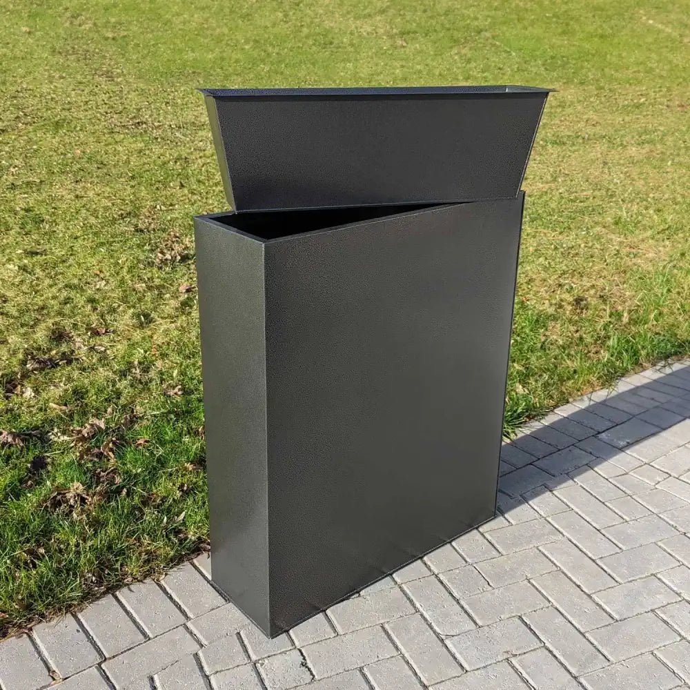 Zinc Galvanised Silver & Black Textured 90cm Tall Trough Planter ...