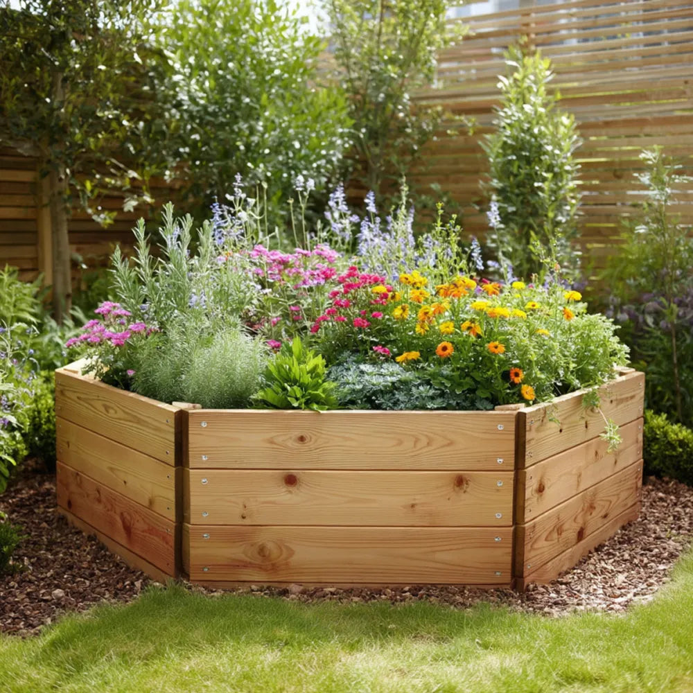 Premium Hexagon Wood Raised Bed – Woven Wood