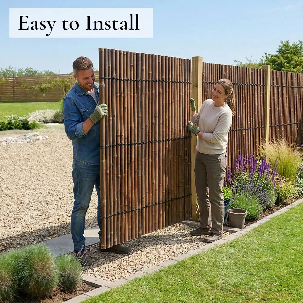Jumbo Premium Half Round 5-6cm Thick Bamboo Fence Panel – Woven Wood