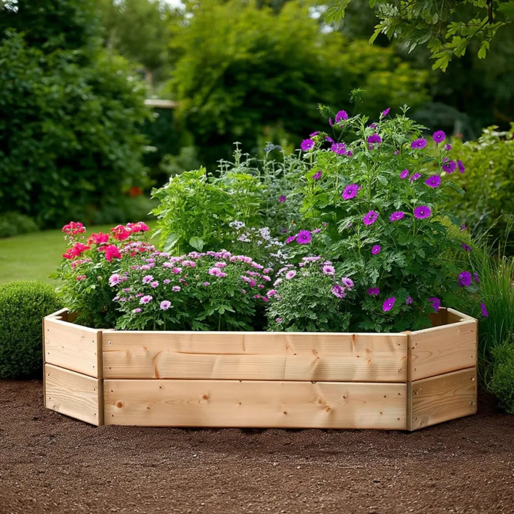 Premium Extended Hexagon Wood Raised Bed – Woven Wood