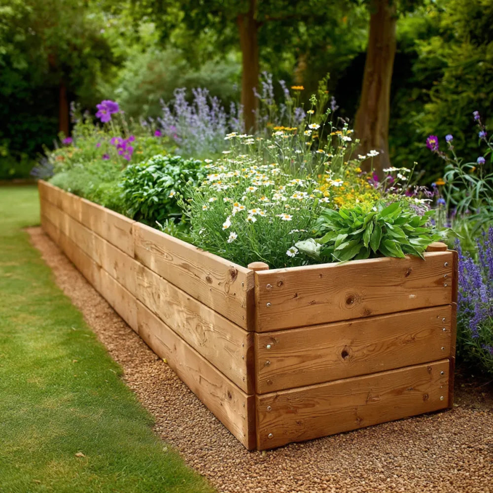 Premium Long Wood Raised Bed – Woven Wood