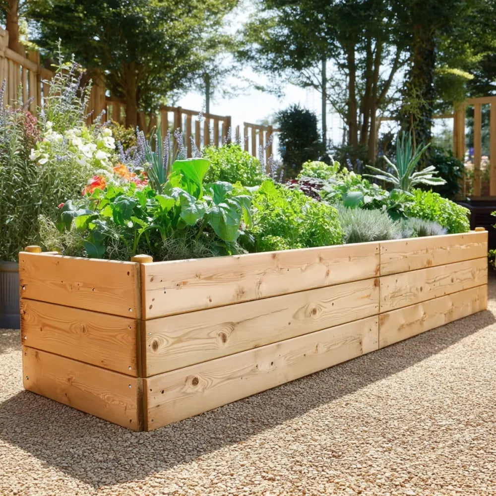 Premium Long Wood Raised Bed – Woven Wood