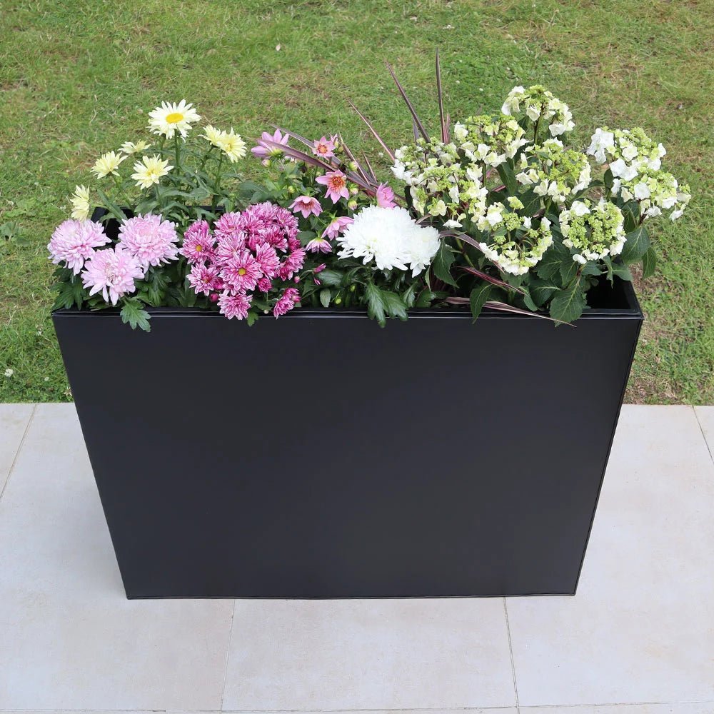 120cm Long Zinc Galvanised Matte Black 100cm Tall Trough Planter ...