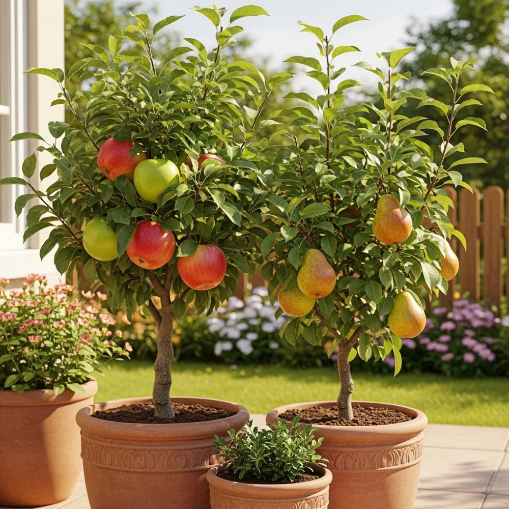 Patio Apple and Pear Trees | Perfect Partners | 2 x 4.5L Trees – Woven Wood