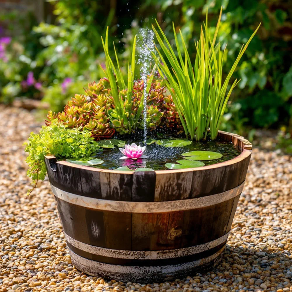 65cm Oak Barrel Wildlife Pond In A Pot Kit – Woven Wood