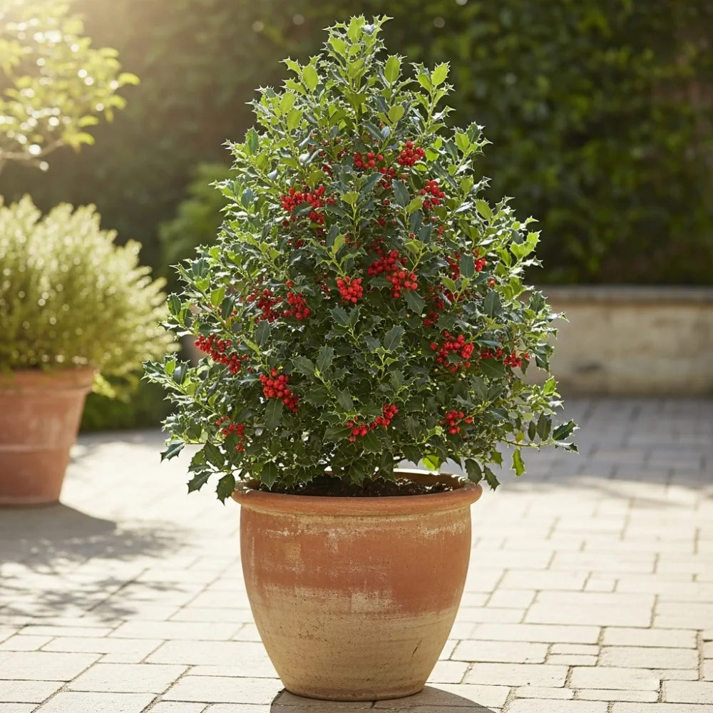 2ft Pyramidal Holly | Ilex 'Nellie R Stevens' | 5L Pot – Woven Wood