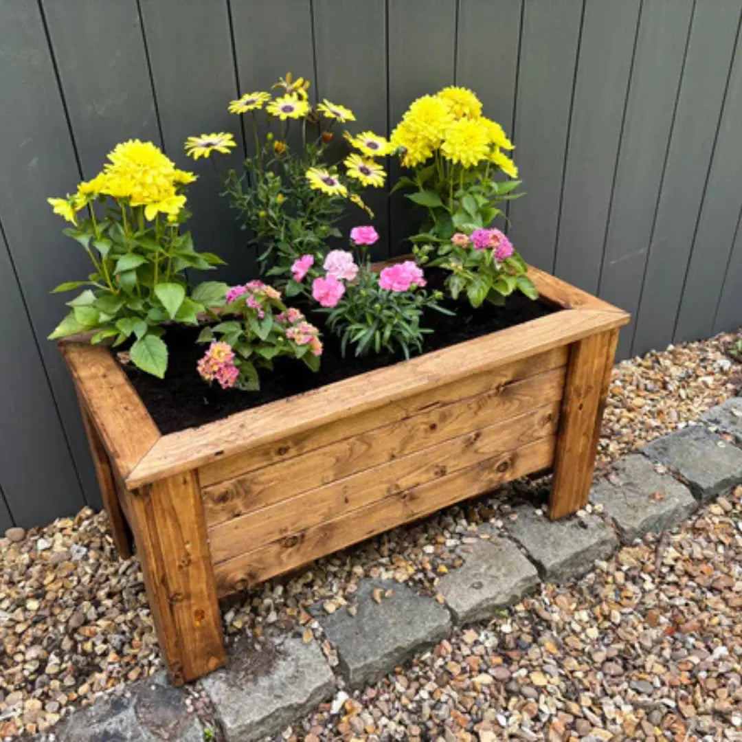 80cm Redwood Raised Wooden Trough Planter – Woven Wood