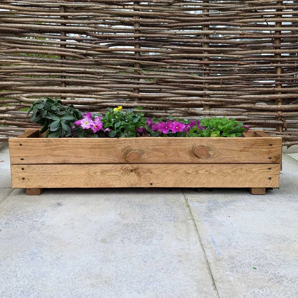 120cm Pine Wooden Planter Flower Trough – Woven Wood