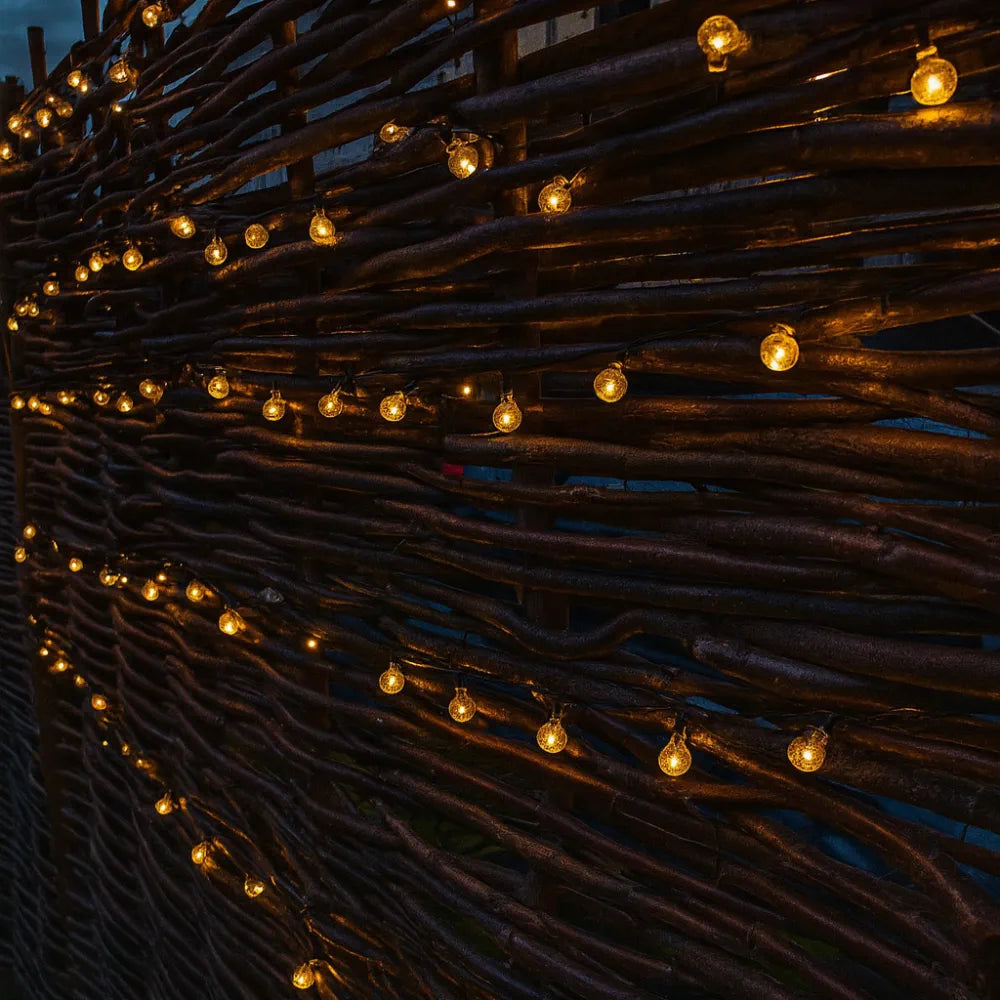 12m 100 Warm LED Solar Garden String Lights with Stake & Automatic Sen ...