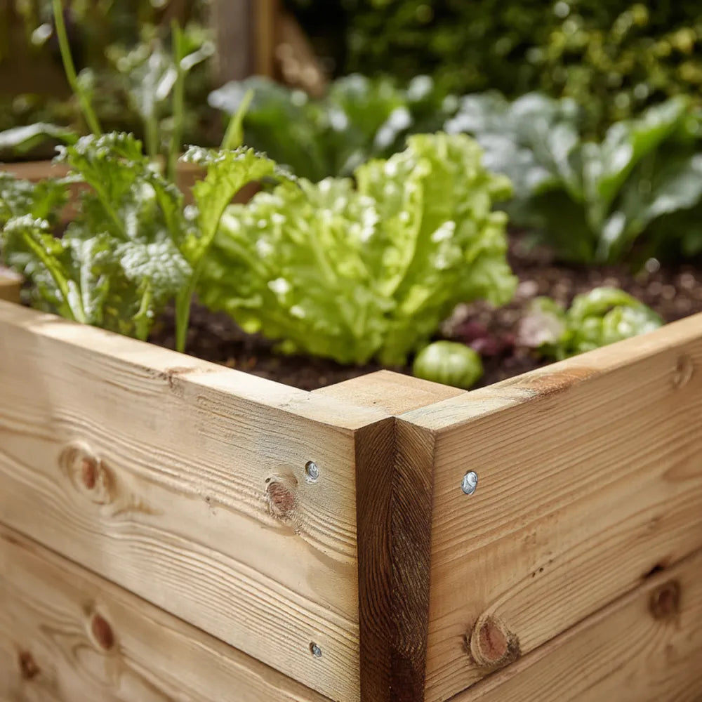 Premium Square Wood Raised Bed – Woven Wood
