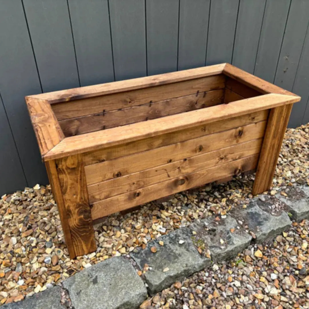 80cm Redwood Raised Wooden Trough Planter – Woven Wood