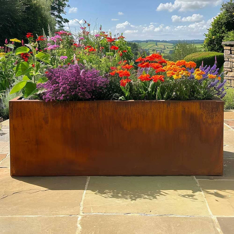 Corten Steel Planters – Woven Wood