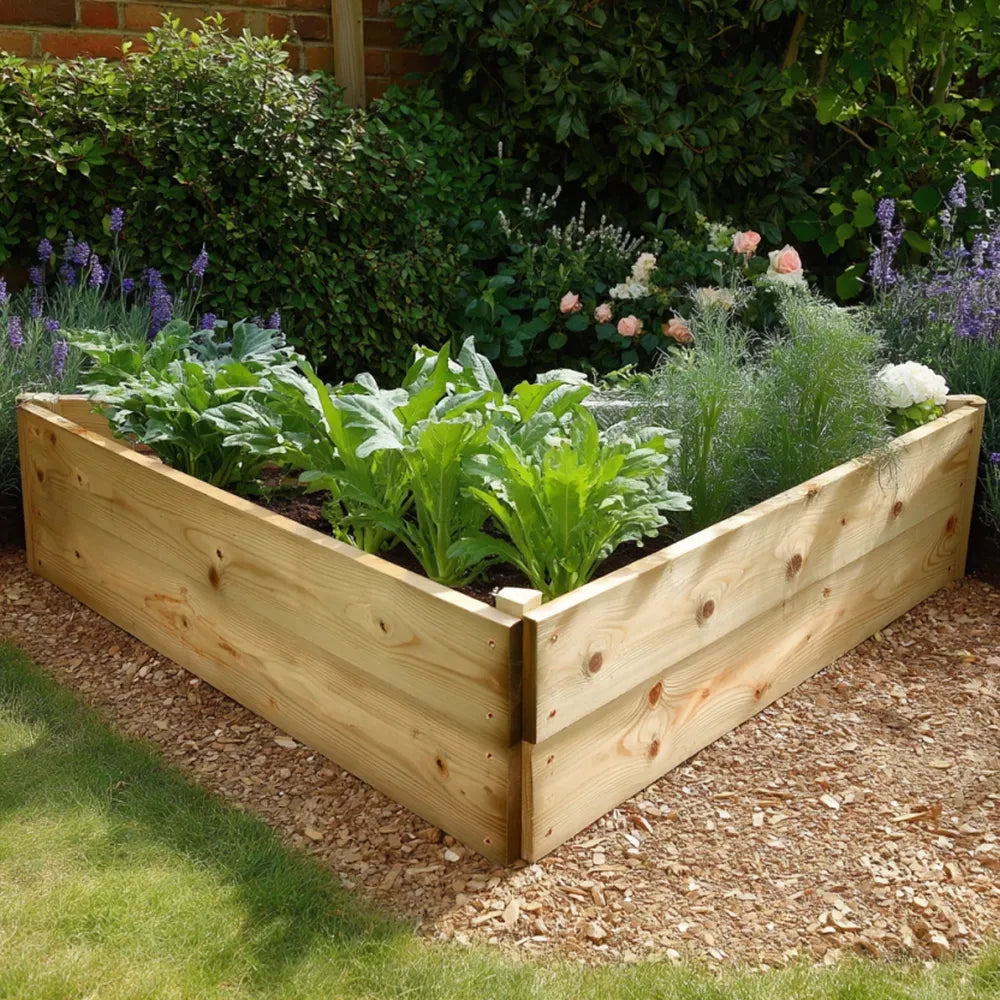 Premium Triangle Wood Raised Bed – Woven Wood