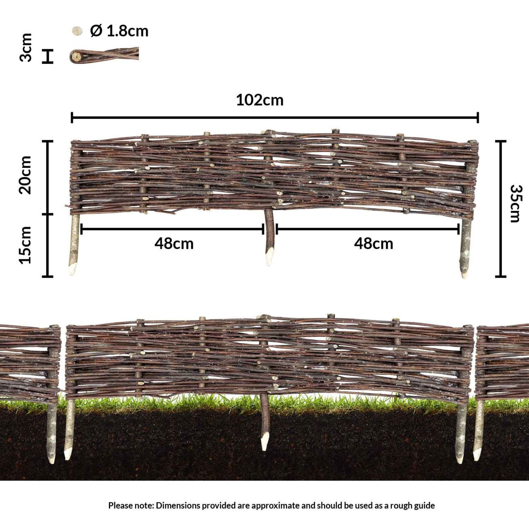 2m Willow Lawn Edging - 20cm Height – Woven Wood