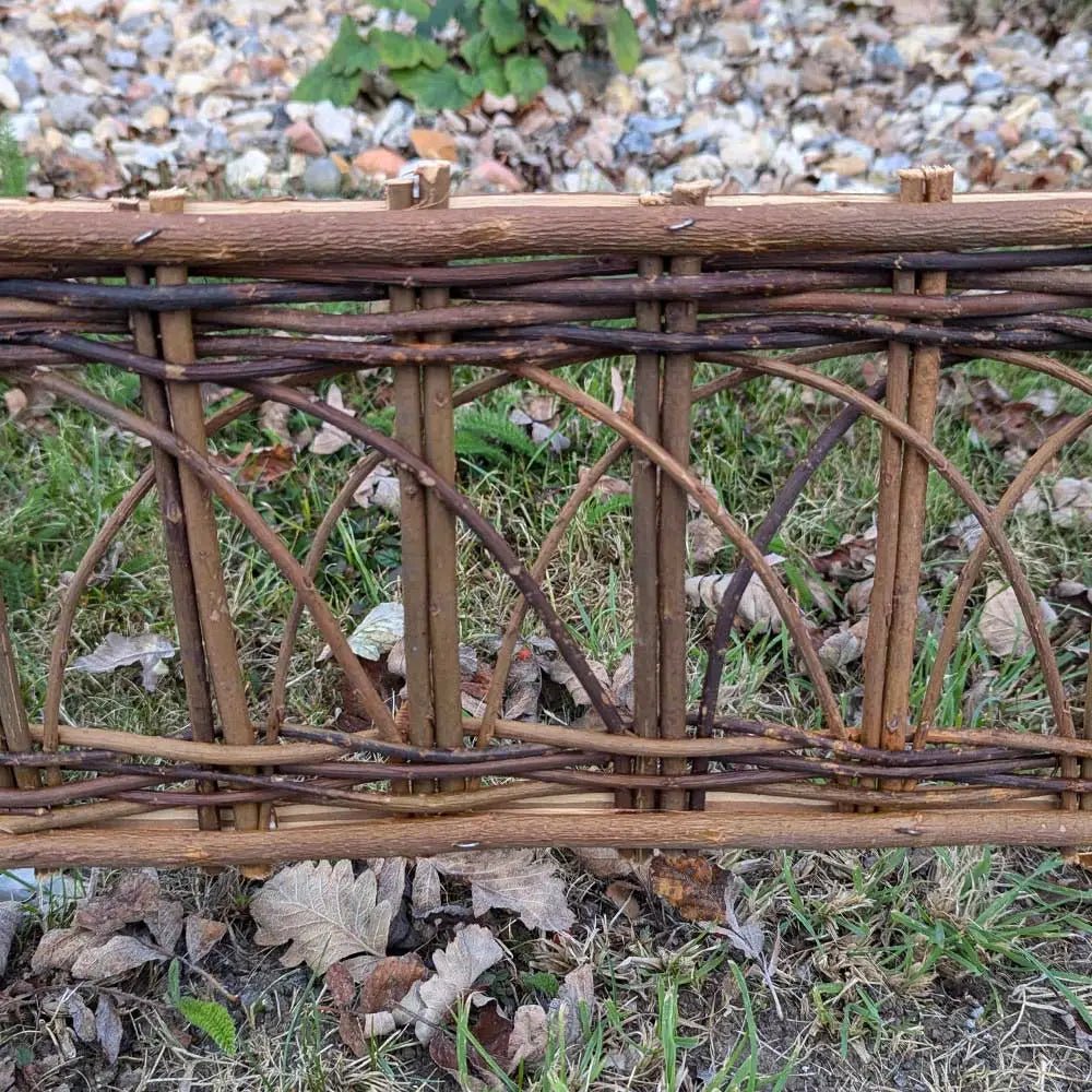 Lattice Weave Willow Lawn Edging – 18.5cm Height – Woven Wood