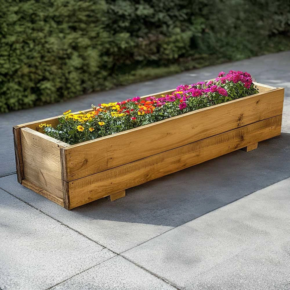 120cm Pine Wooden Planter Flower Trough – Woven Wood