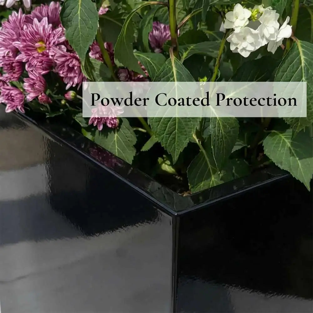 80cm Long Zinc Galvanised Polished Black 60cm Tall Trough Planter ...